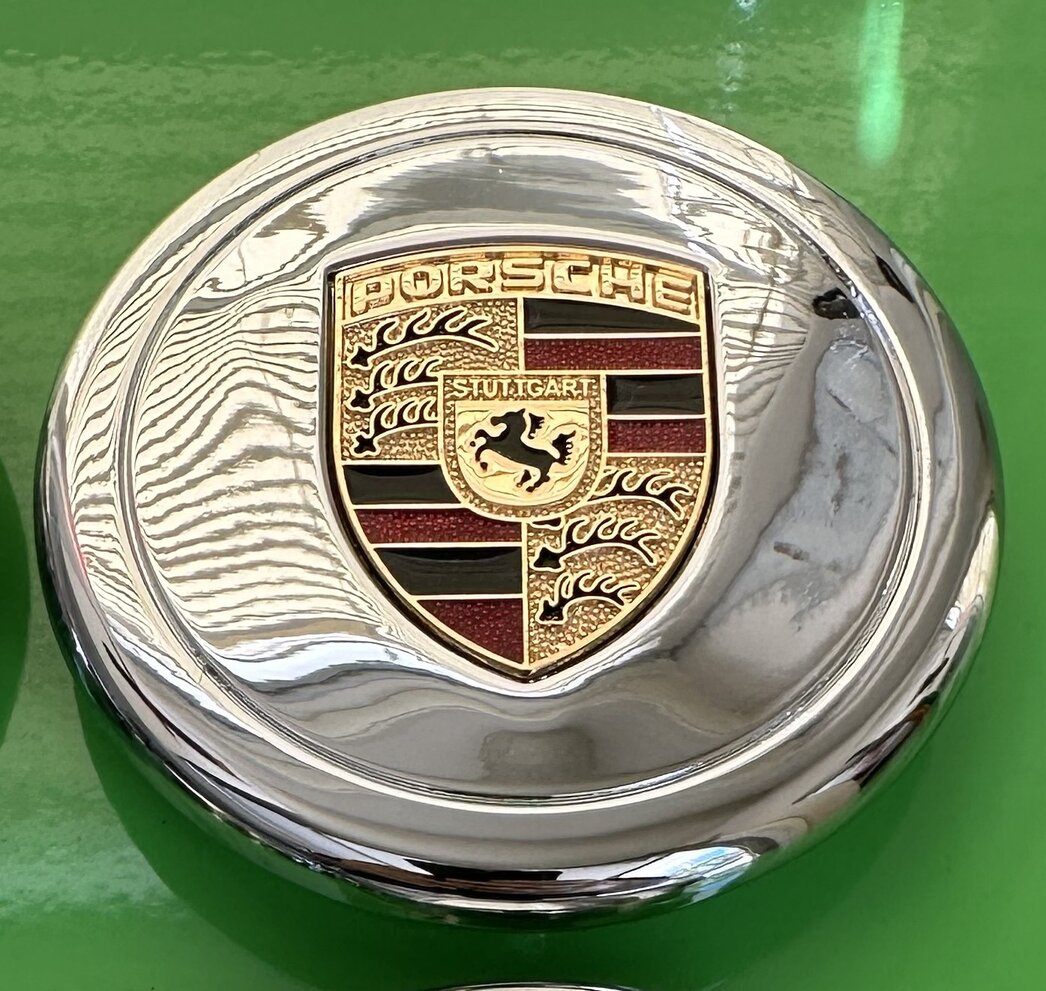 Chrome Porsche Inlaid Crest Center Caps - Aircooled Vintage Works