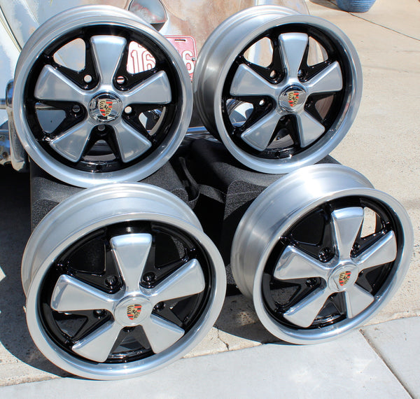 Polished and Detailed Staggered Fuchs VW Wheel Set - Aircooled Vintage ...