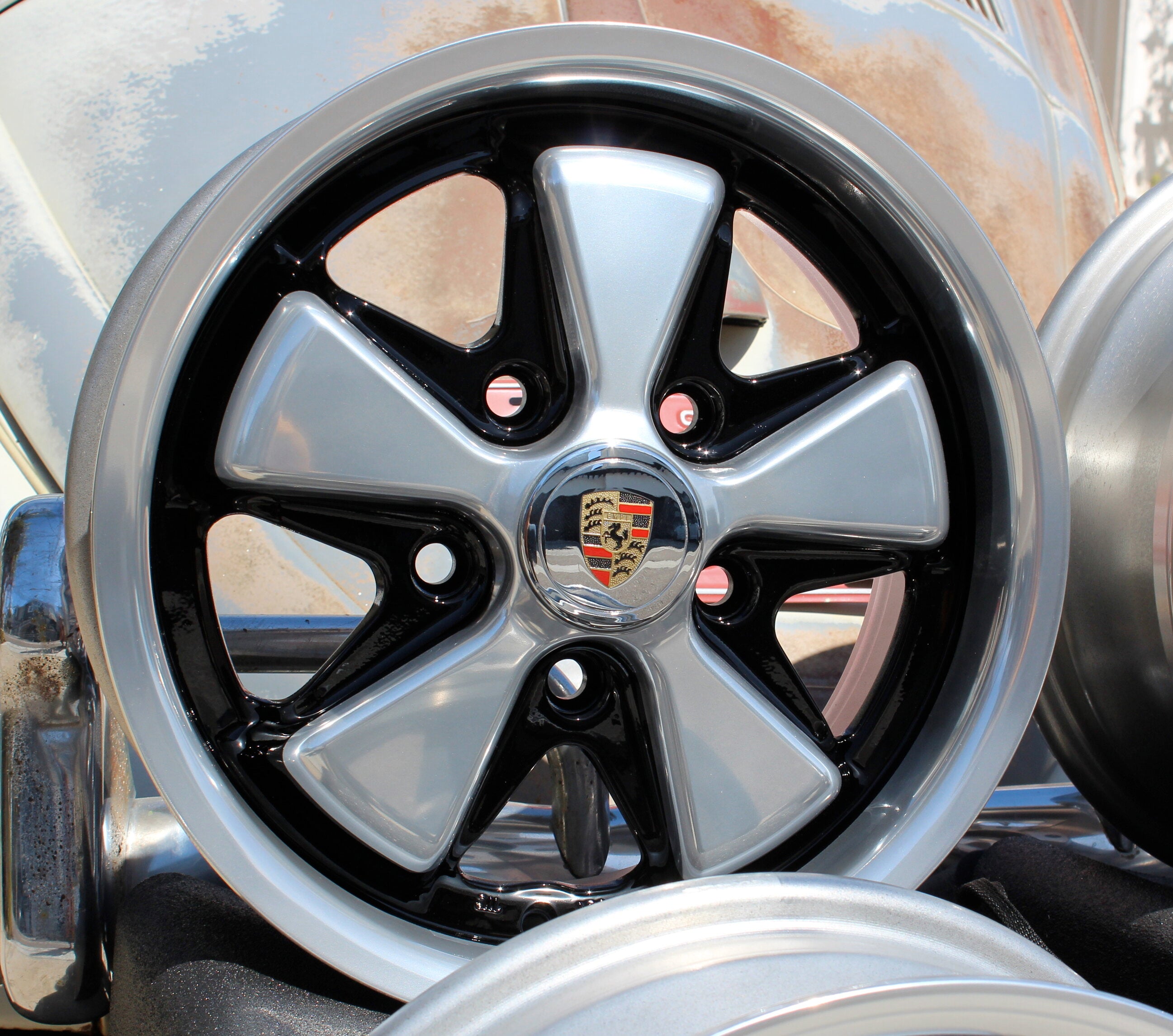 Polished and Detailed Staggered Fuchs VW Wheel Set - Aircooled Vintage ...