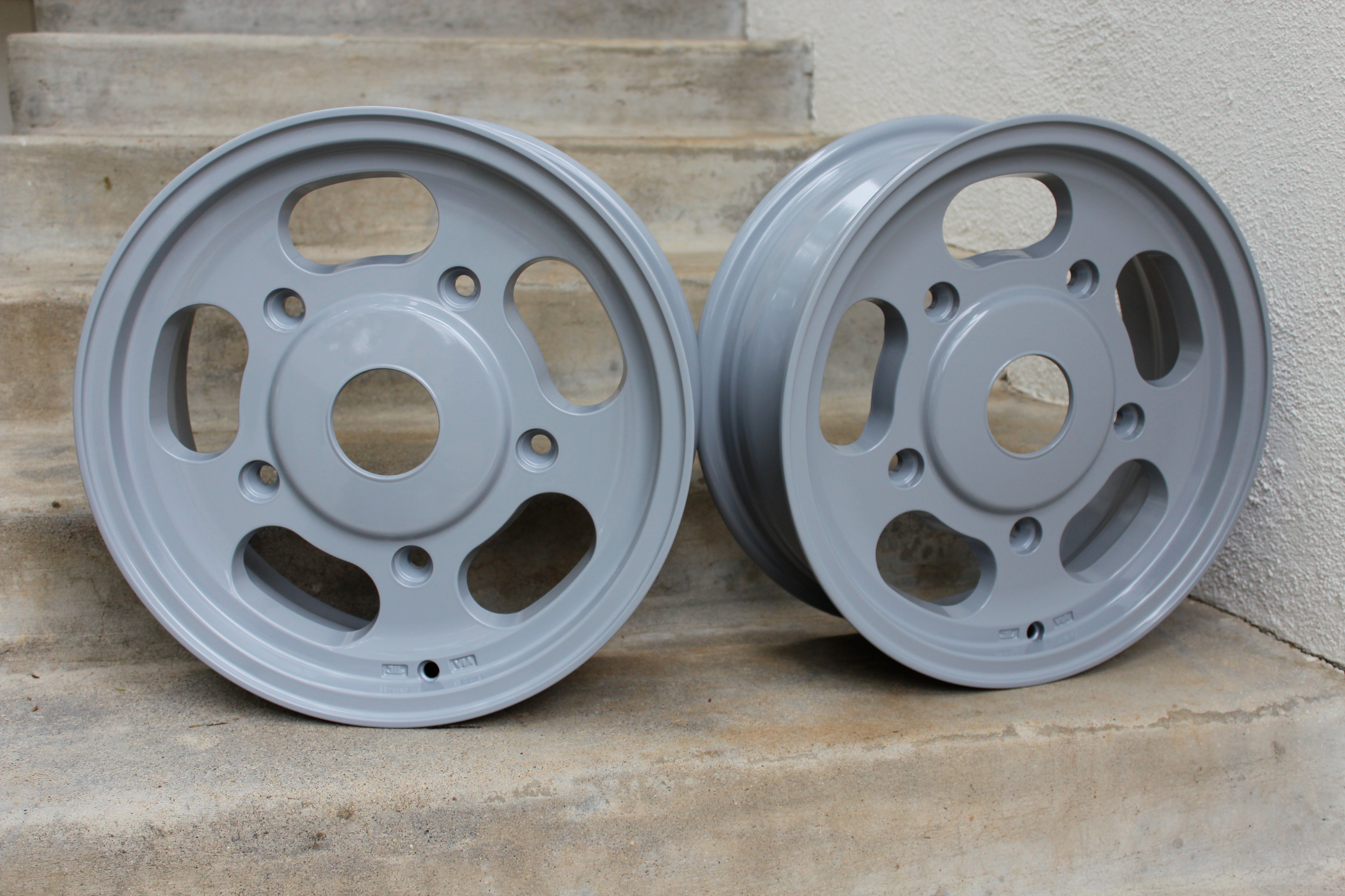 Dove Gray Custom Powdercoated Empi Dish VW Wheels - Aircooled Vintage Works