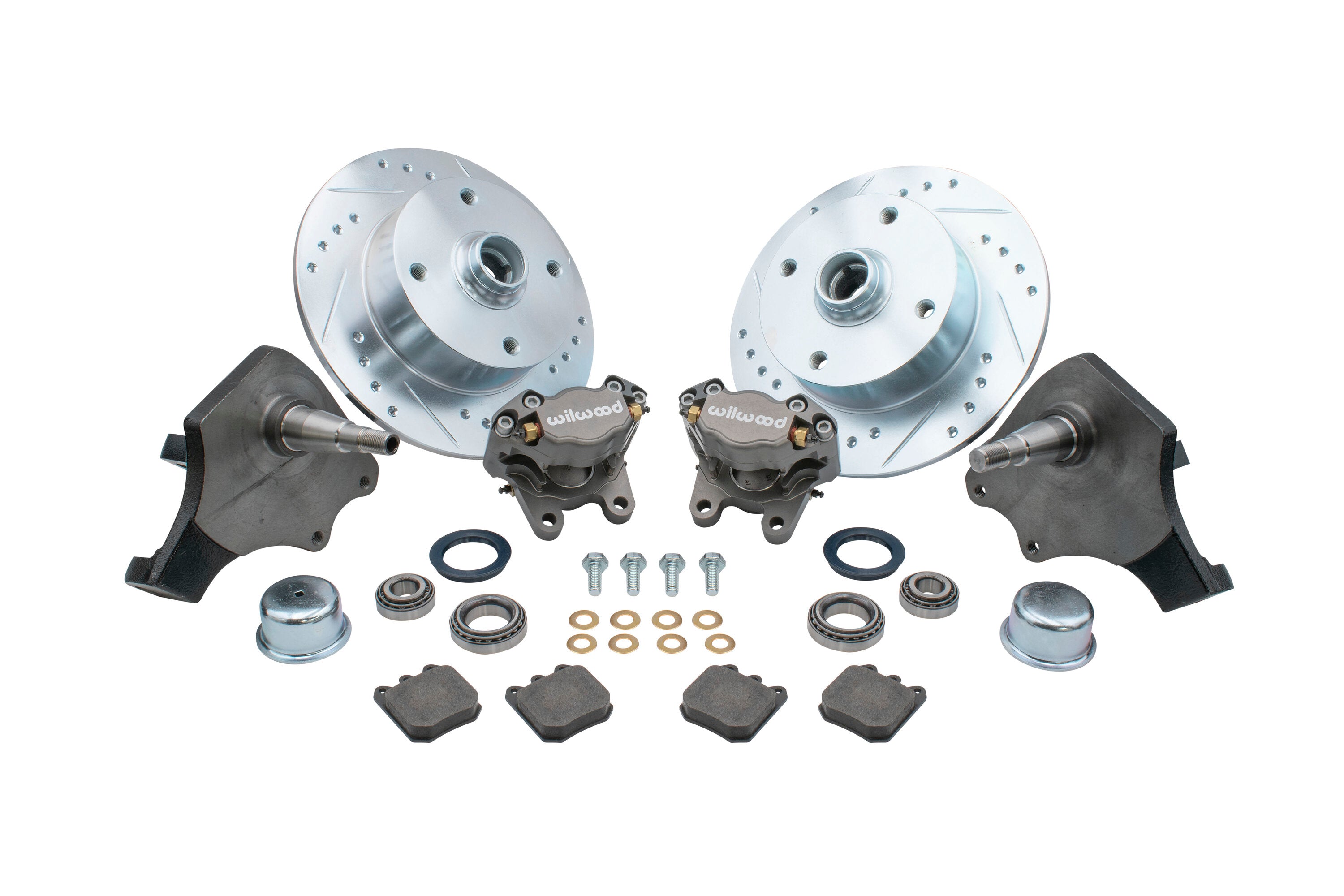 VW Bug Front Drop Spindle Drilled Rotor Disc Brake Kits with WILWOOD C ...