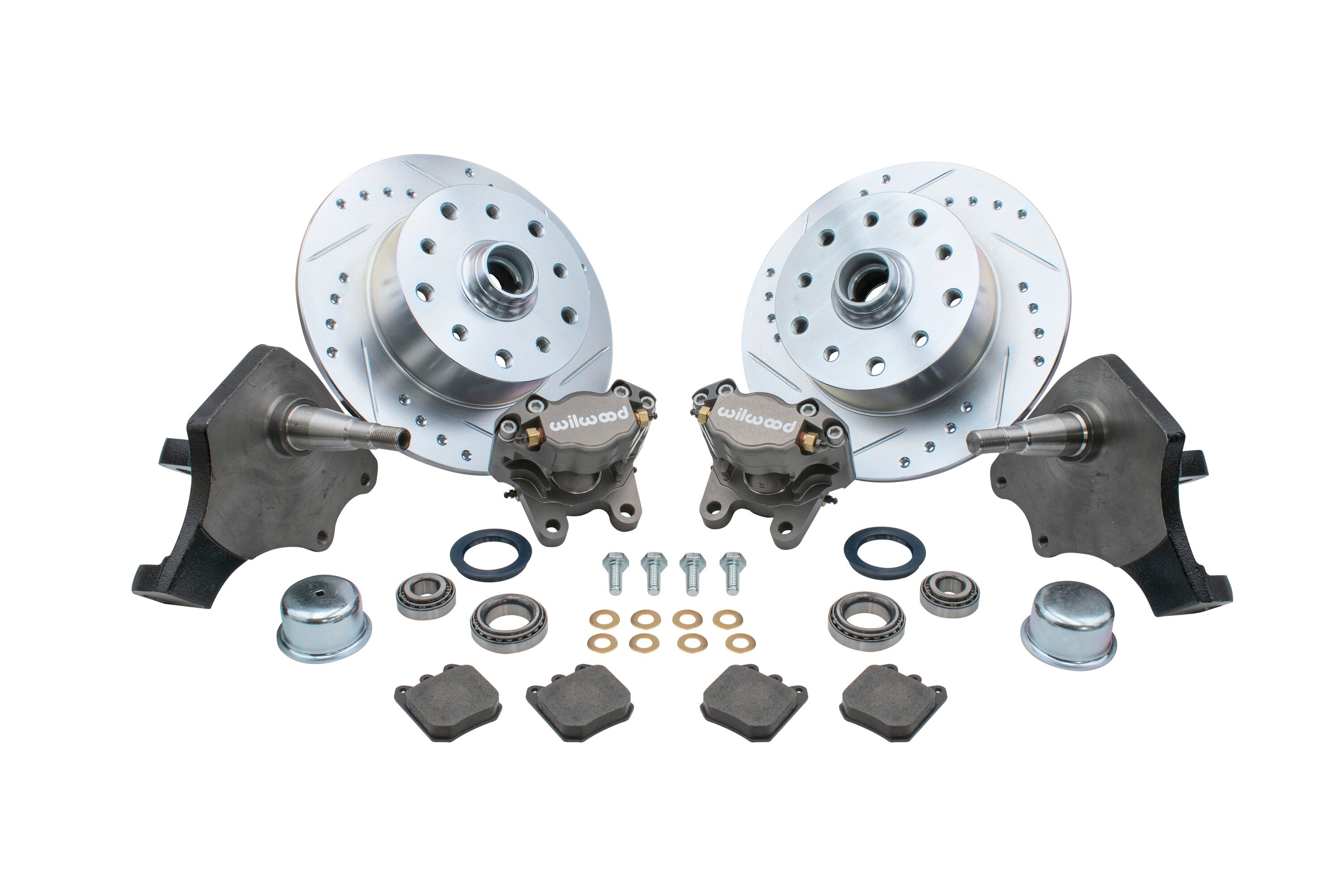 VW Bug Front Drop Spindle Drilled Rotor Disc Brake Kits with WILWOOD C ...