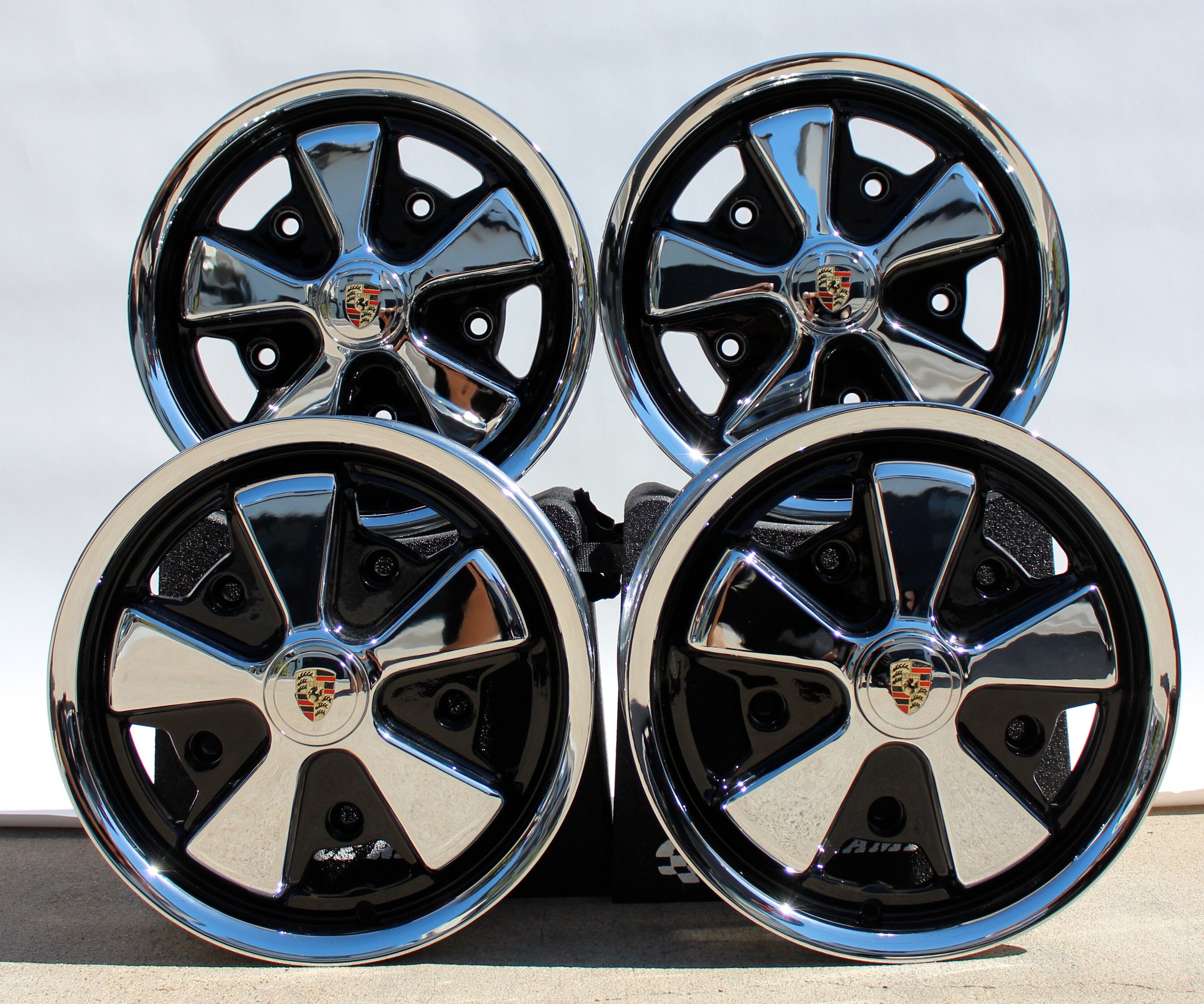 Wide 5 x205 VW Chrome And Detailed Fuchs Wheels - Aircooled Vintage Works