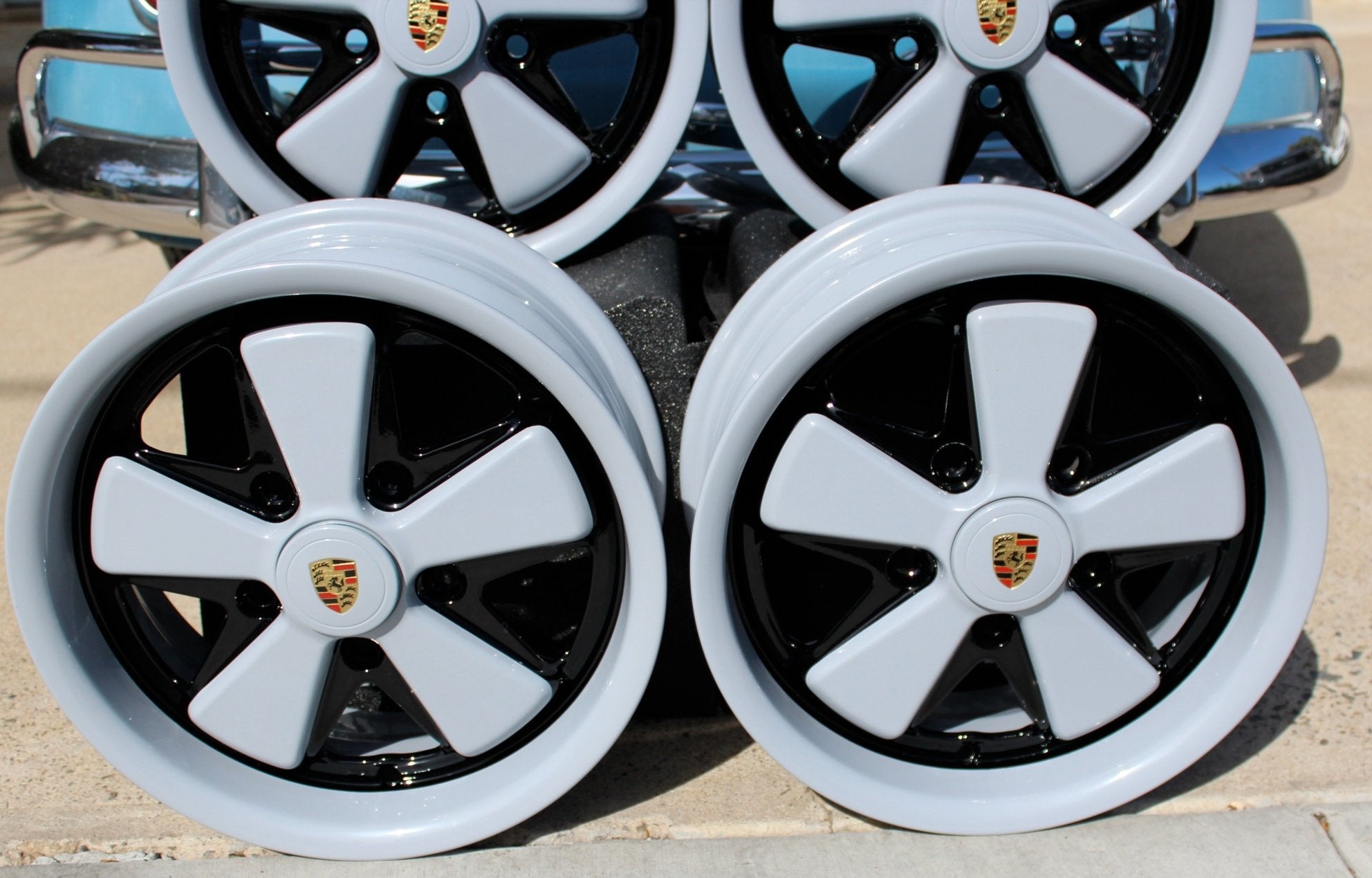 Dove Gray Detailed Porsche Fuchs VW Wheels - Aircooled Vintage Works